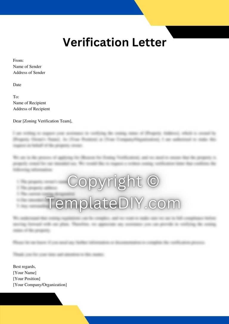Zoning Verification Letter Template | Editable Download