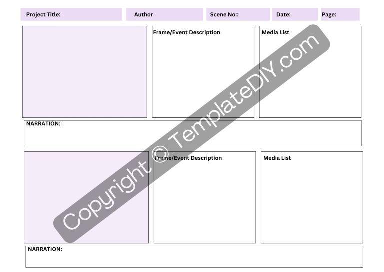 Professional Storyboard Template Printable in PDF, Word