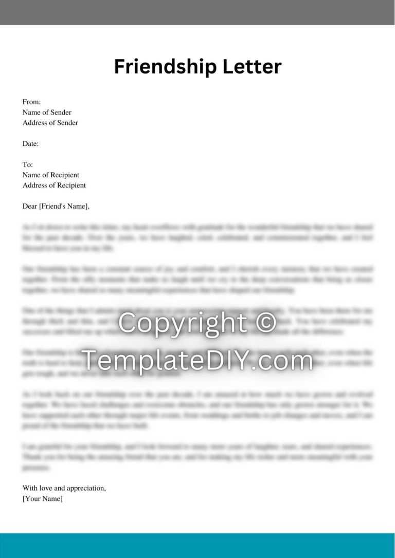 Proof of Friendship Letter Sample Template with Examples