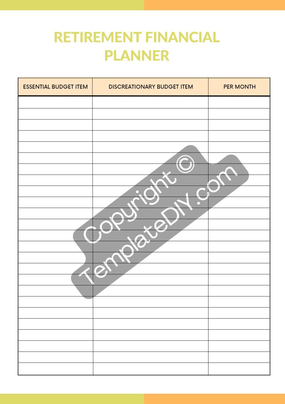 Retirement Financial Planner Printable Template [PDF, Excel]