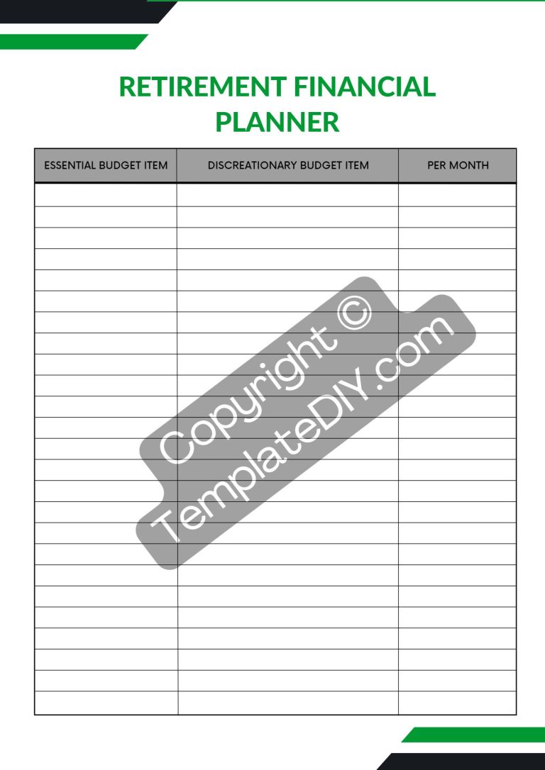 Retirement Financial Planner Printable Template [PDF, Excel]