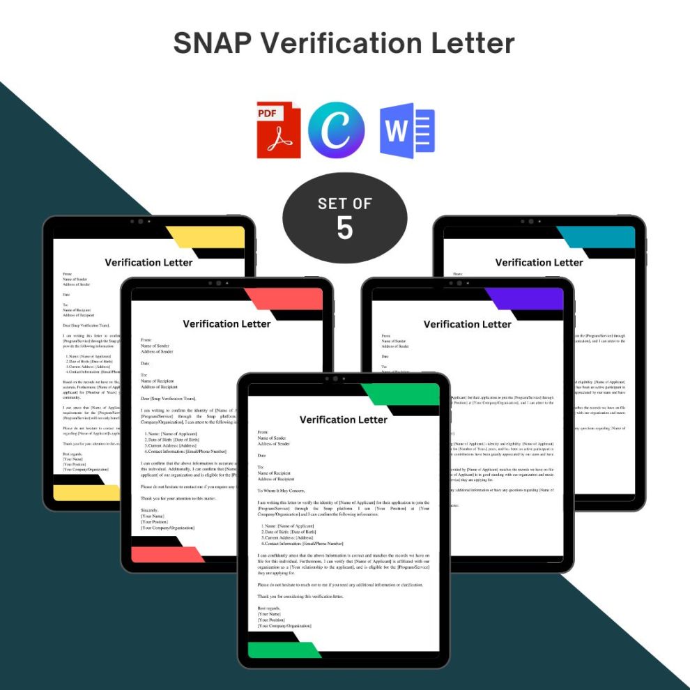 SNAP Verification Letter Template | Download Now