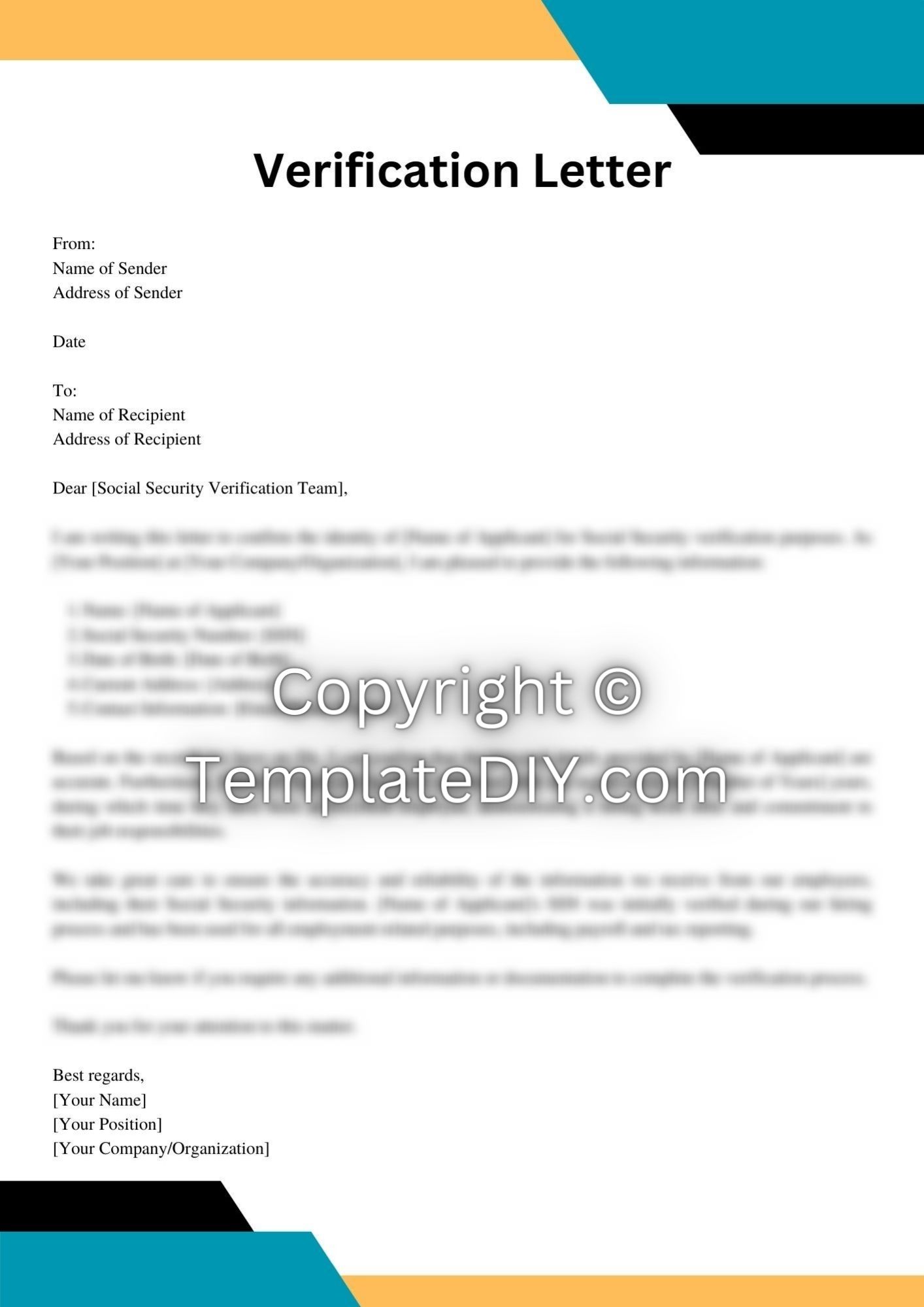Ss Verification Letter Sample With Examples Word