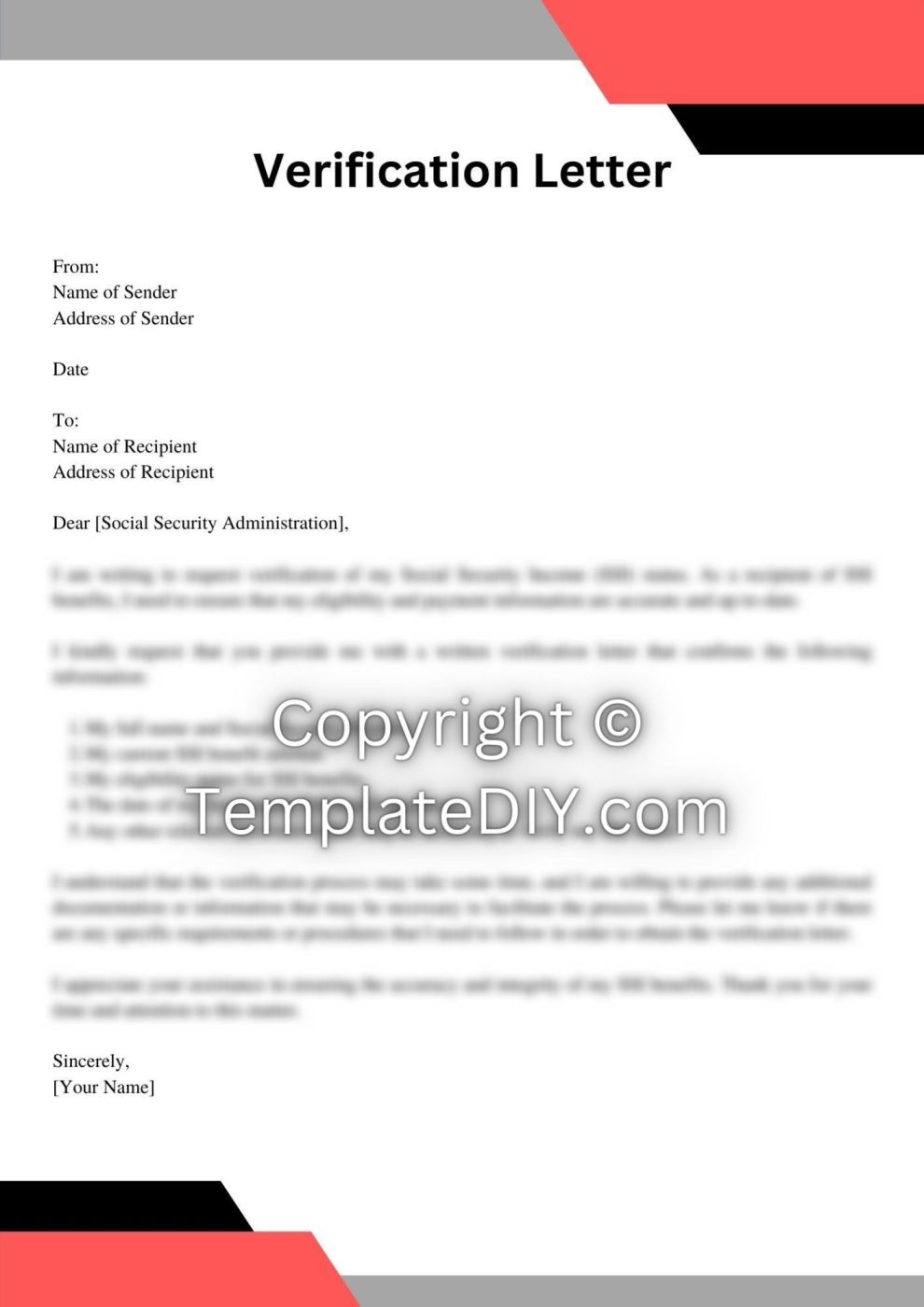 SSI Verification Letter Sample with Examples [Word]