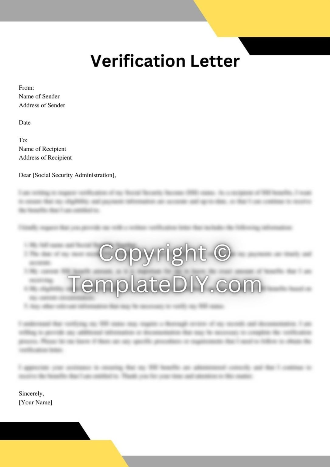 SSI Verification Letter Sample with Examples [Word]