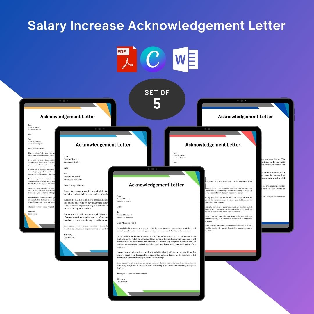 Salary Increase Acknowledgement Letter Sample and Examples