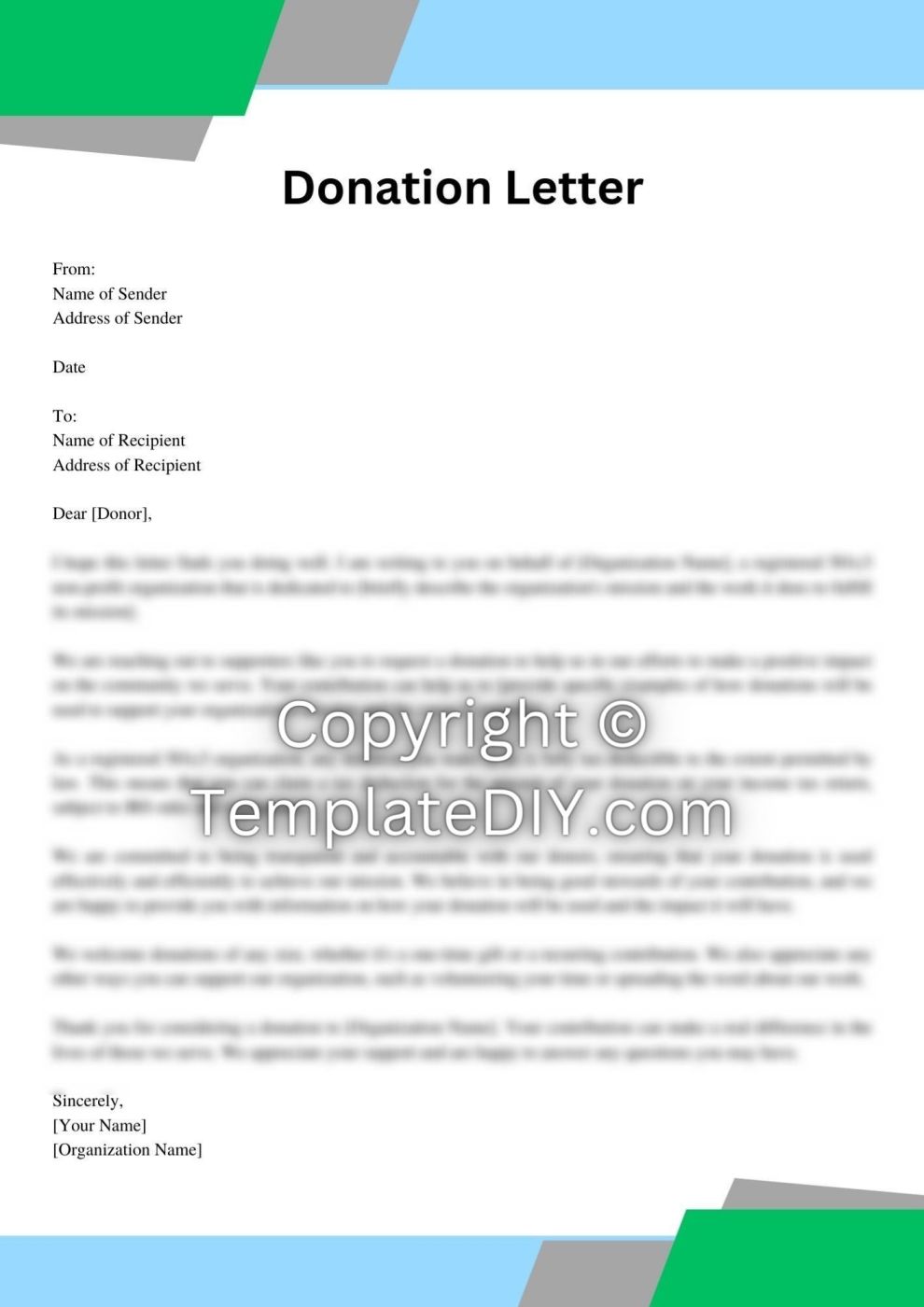 501c3 Tax Deductible Donation Letter Template (PDF & Word)