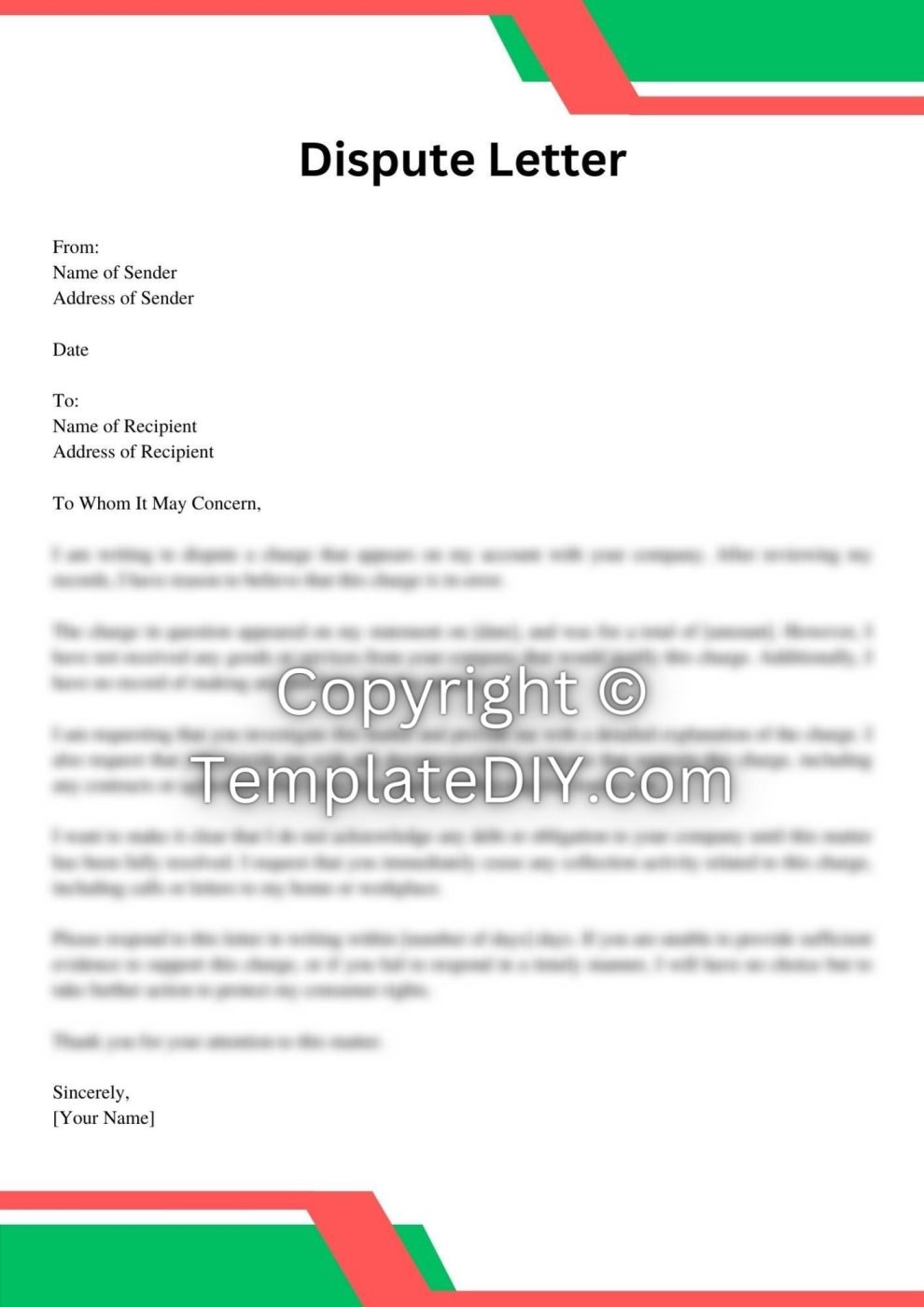611 Dispute Letter Sample Template with Examples PDF Word