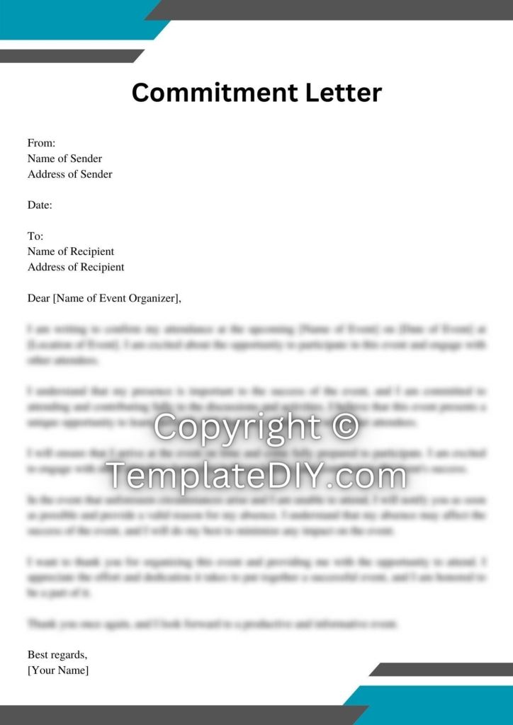 Professional Attendance Commitment Letter Format | TemplateDIY