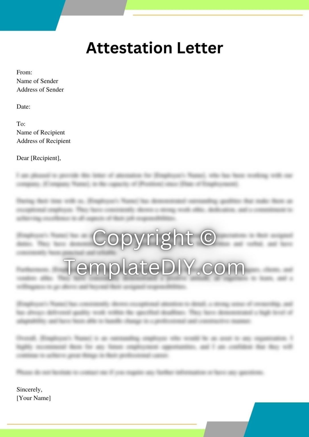 Attestation Letter for An Employee Sample with Examples