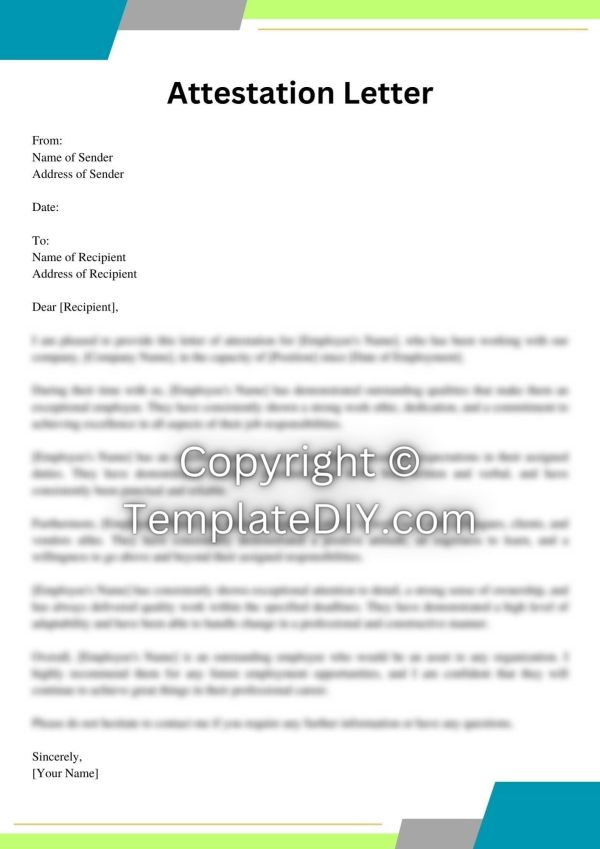 Attestation Letter for An Employee Sample with Examples