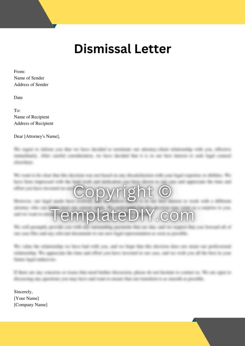 Attorney Dismissal Letter Sample with Examples [Word]