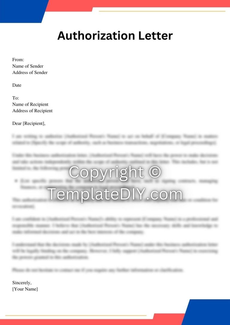 Business Authorization Letter Sample Template and Examples