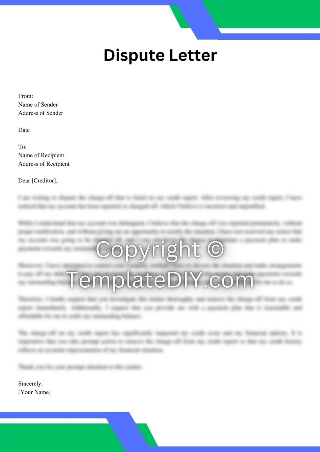 Dispute Charge Offs with Our Letter Template | Download Now