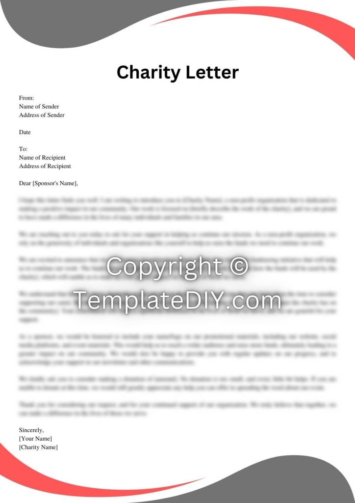 Charity Sponsorship Letter Sample Template with Examples