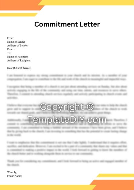 Church Commitment Letter Template | Printable Examples