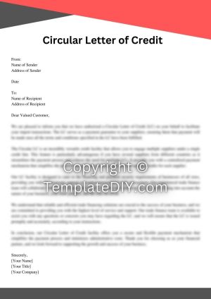 Circular Letter of Credit Sample Template with Examples