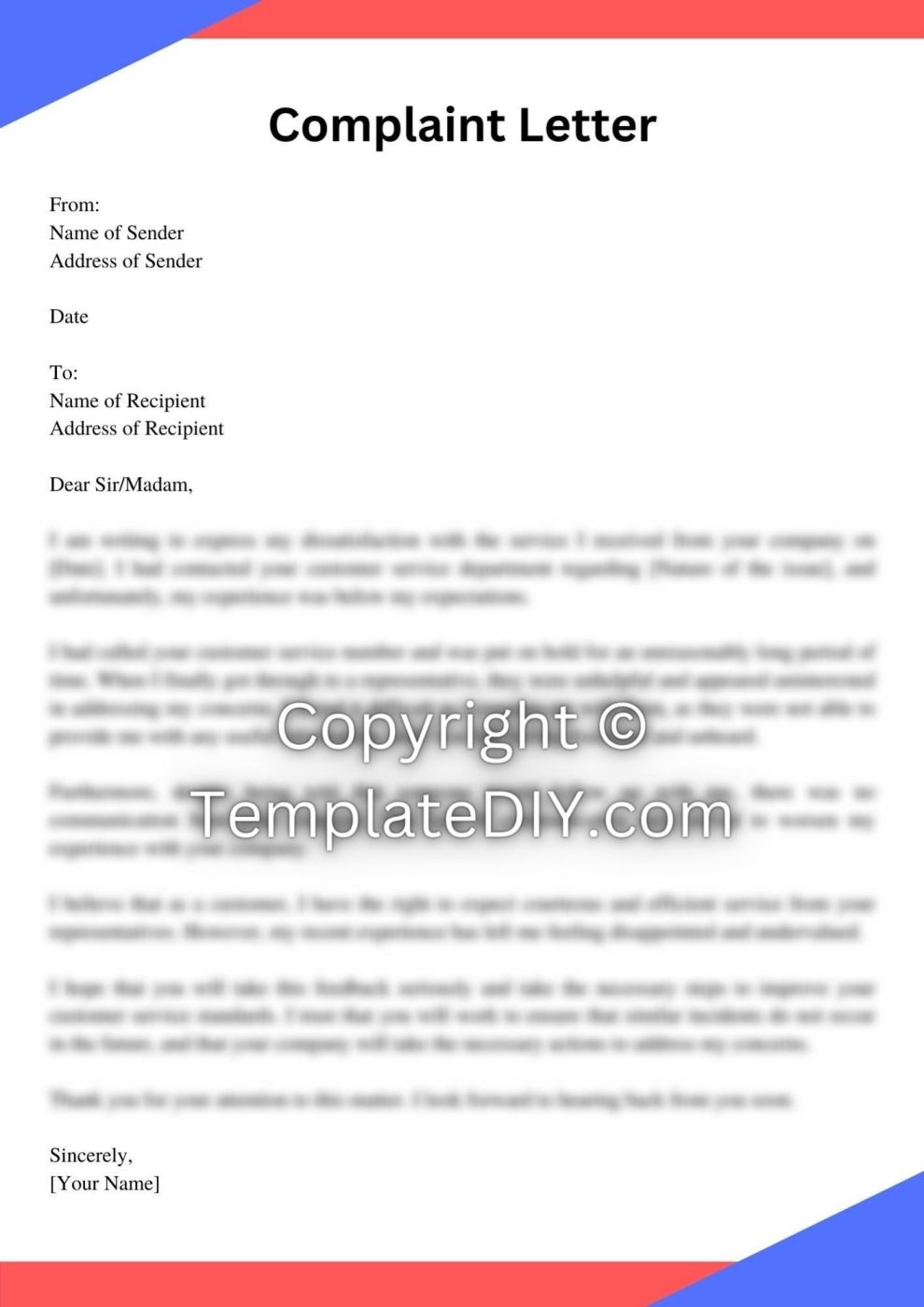Complaint Letter for Poor Service Sample with Examples