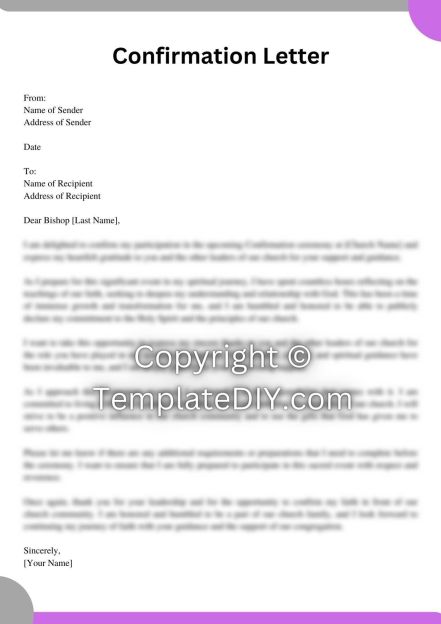 Confirmation Letter to Bishop Template | Printable PDF & Word