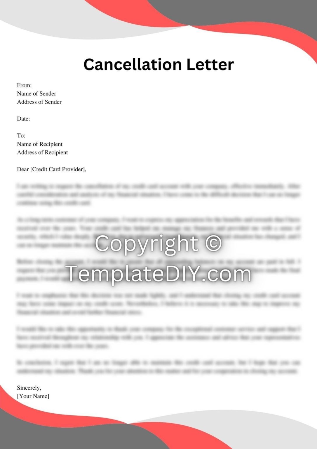 Credit Card Cancellation Letter Sample with Examples [Word]