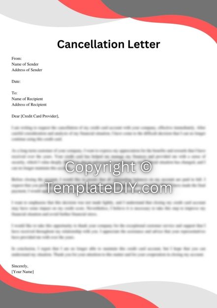 Credit Card Cancellation Letter Sample with Examples [Word]