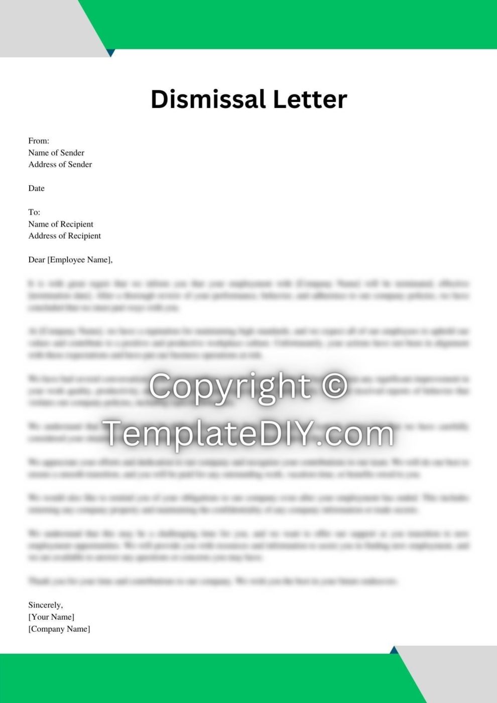 Dismissal Letter for Employee Sample Examples in PDF & Word
