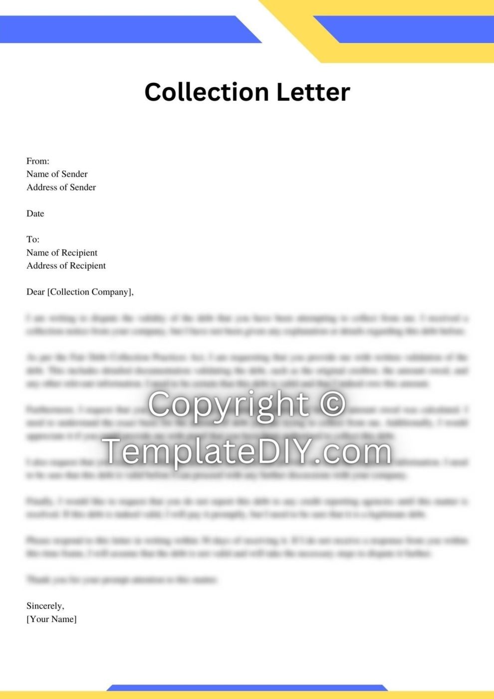 Dispute Letter to Collection Company Sample with Examples