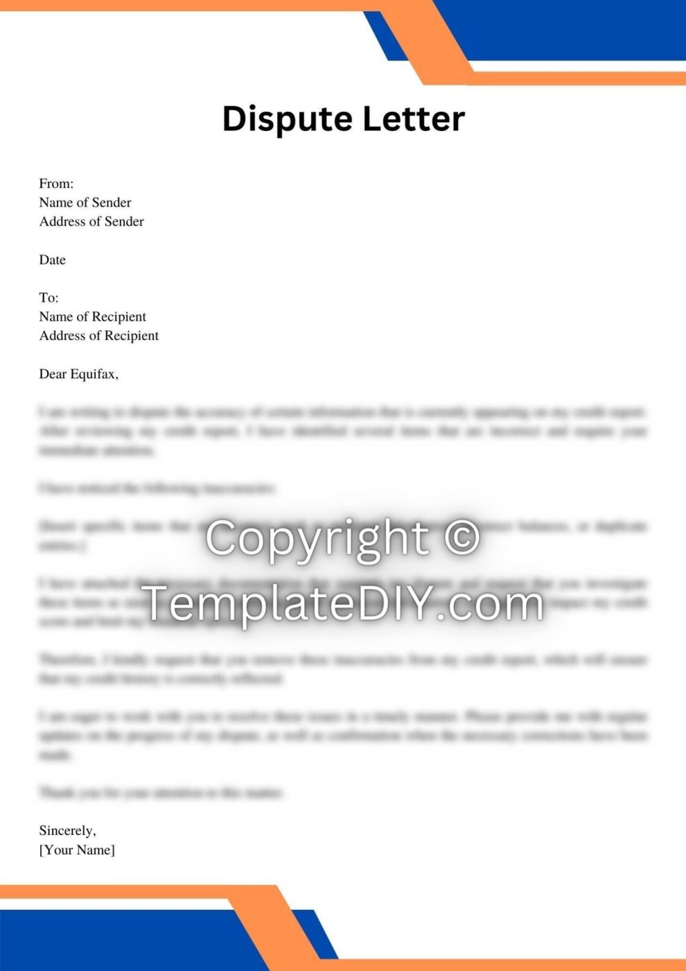 Equifax Dispute Letter Sample with Examples [Editable]