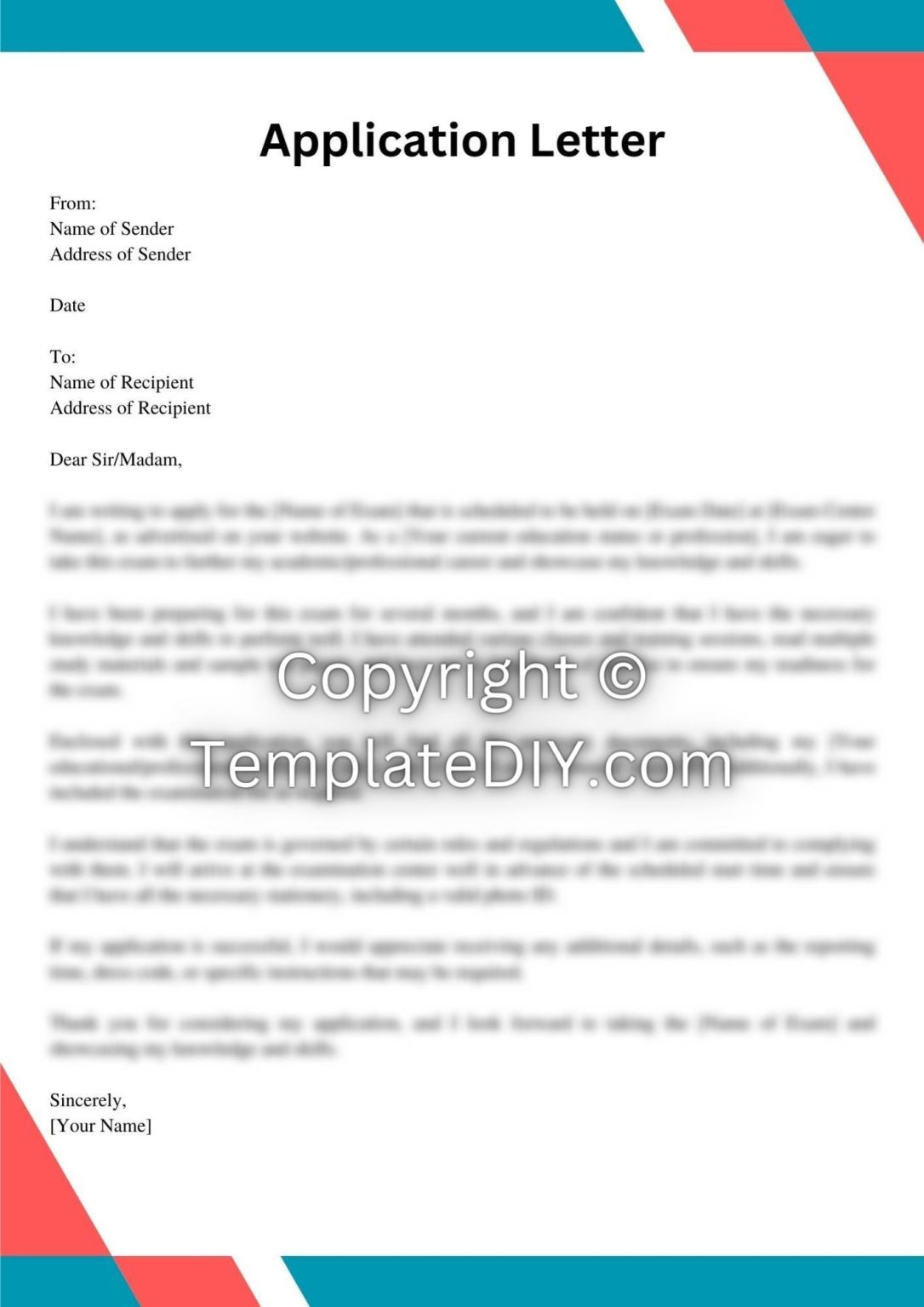 Exam Application Letter Sample Template with Examples