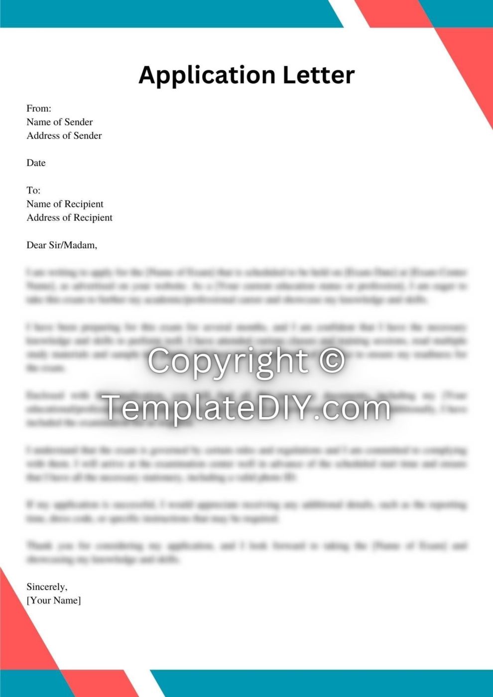 Exam Application Letter Sample Template with Examples