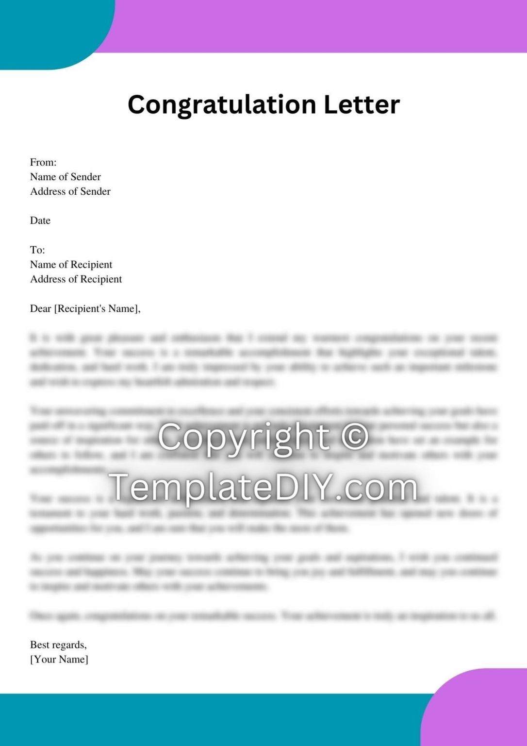 Formal Congratulations Letter Sample with Examples [Word]