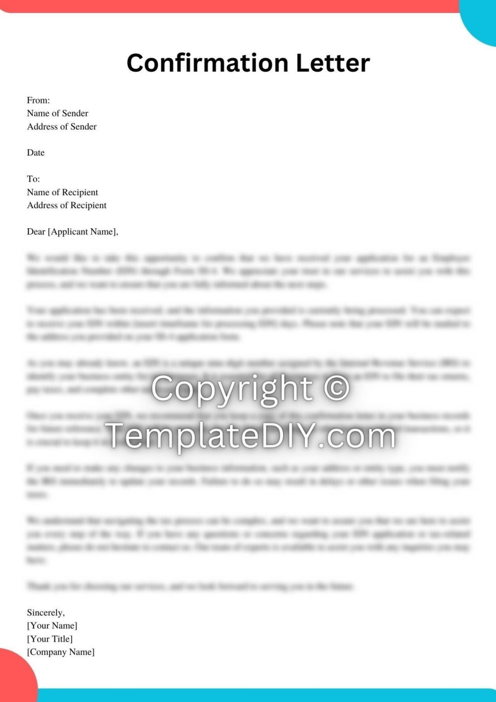 Download IRS SS-4 Confirmation Letter Sample [Word Format]