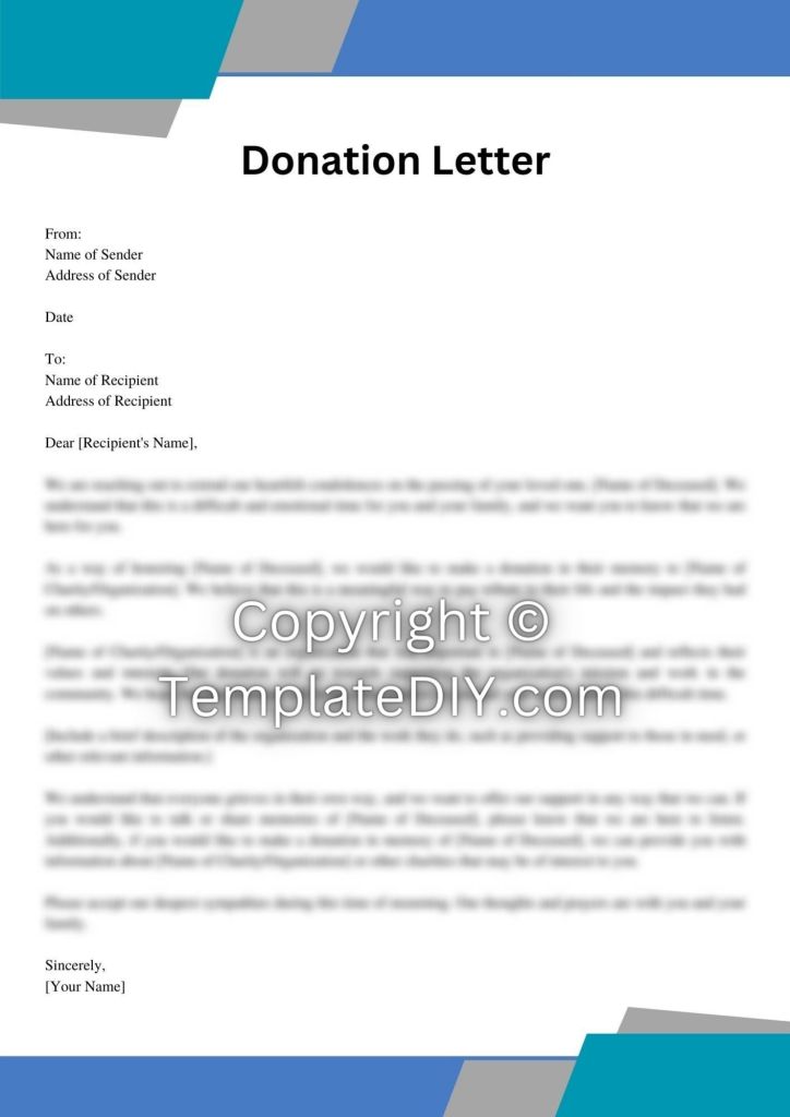 Memorial Donation Letter Sample with Examples [Word]