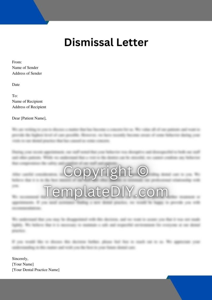 Patient Dismissal Letter for Behavior Sample with Examples