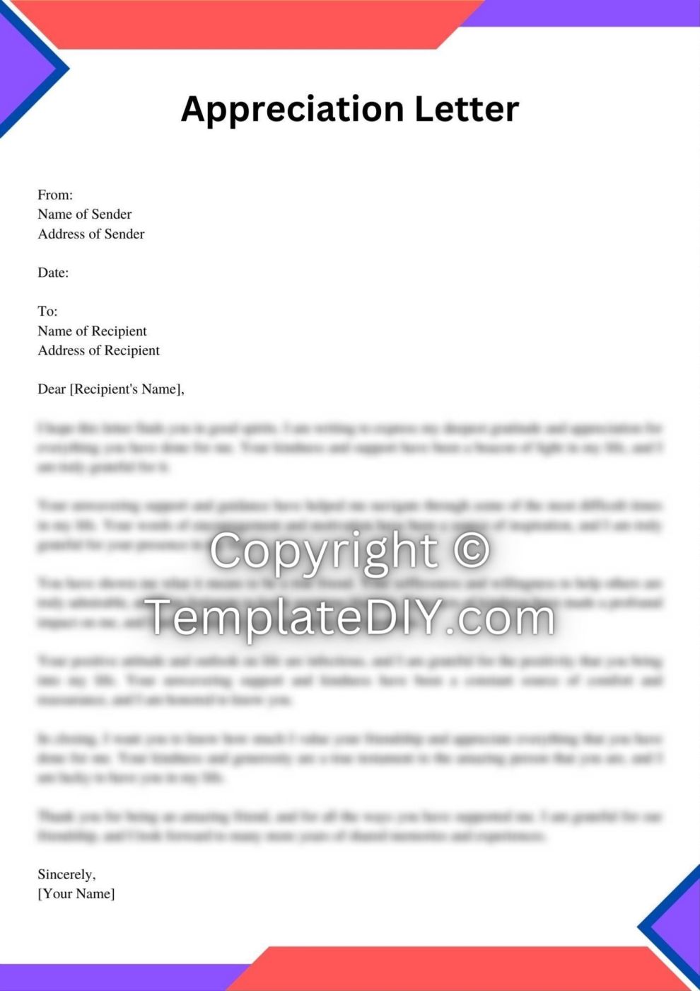 Personal Appreciation Letter Sample and Examples [Word]