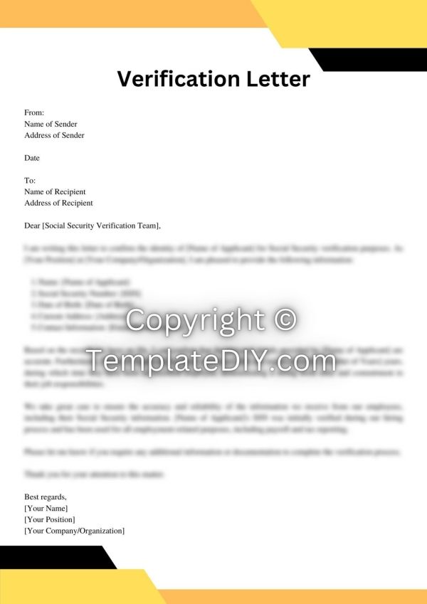 SS Verification Letter Sample with Examples [Word]