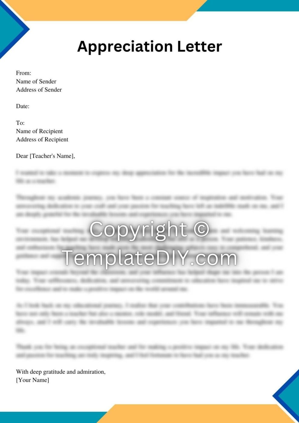 Teacher Appreciation Letter Sample with Examples [Word]
