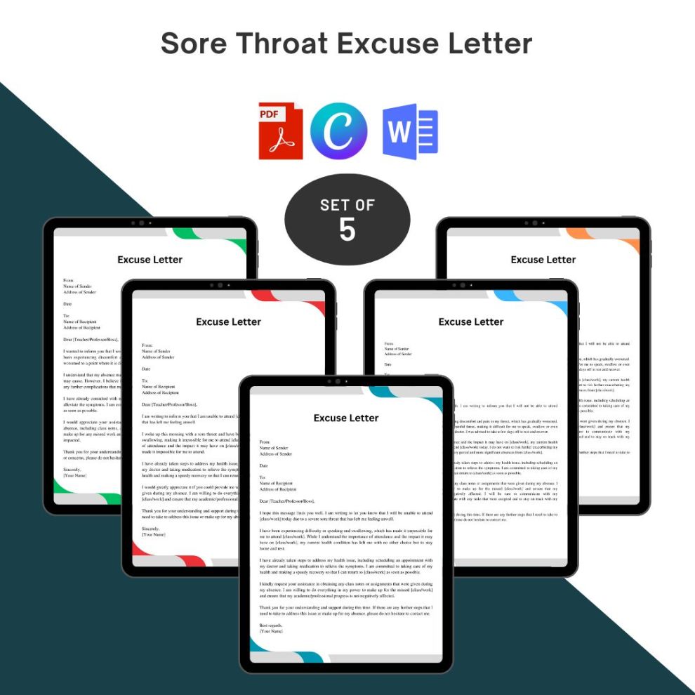 Sore Throat Excuse Letter Sample with Examples [Word]