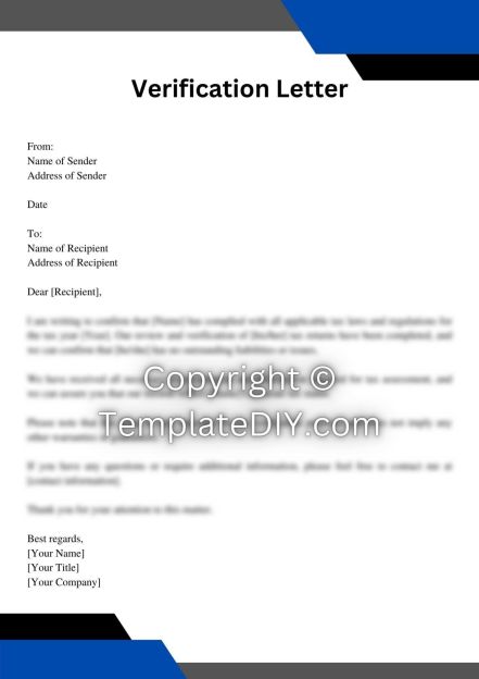 Tax Verification Letter Sample with Examples [Word]