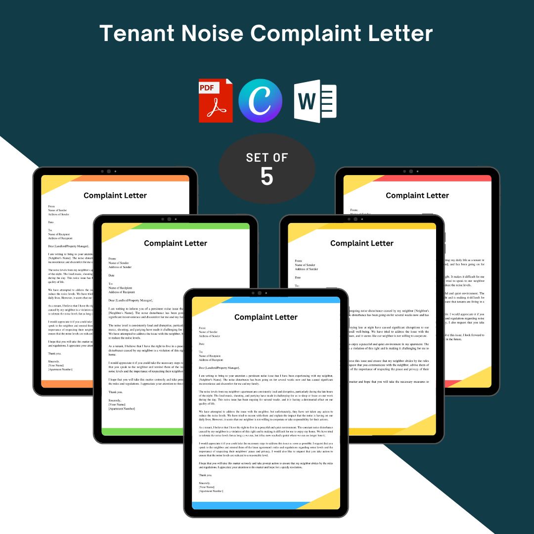 Tenant Noise Complaint Letter Sample with Examples [Word]