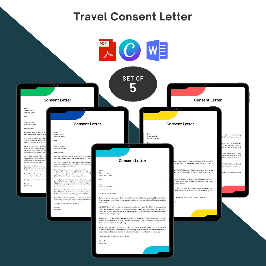 Travel Consent Letter Sample with Examples [Word Editable]