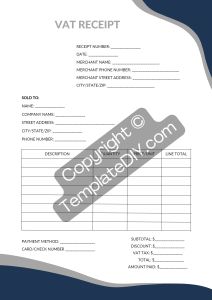 VAT Receipt Template Blank Printable in Pdf, Excel, Word