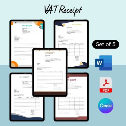 VAT Receipt Template Blank Printable in Pdf, Excel, Word