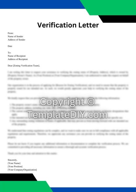 Zoning Verification Letter Template | Editable Download
