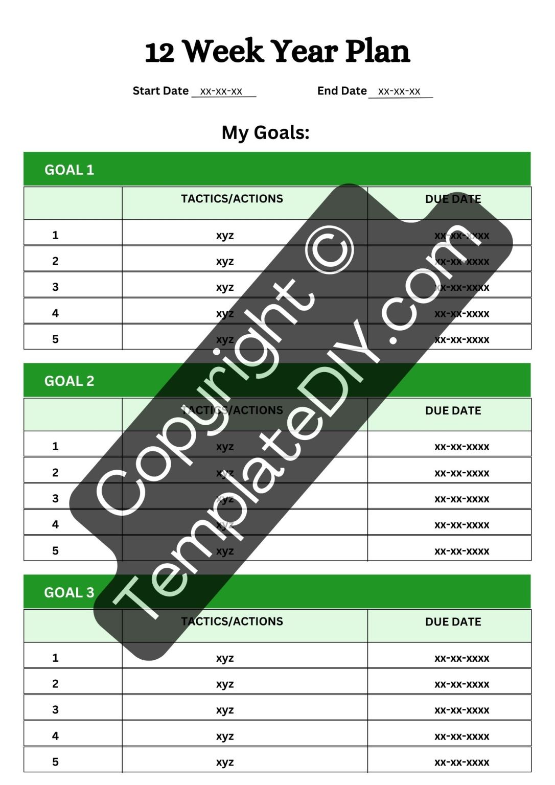 12 Week Year Templates Printable PDF, Word [Editable]
