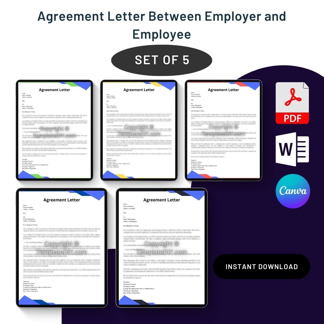 Agreement Letter Between Employer and Employee Sample