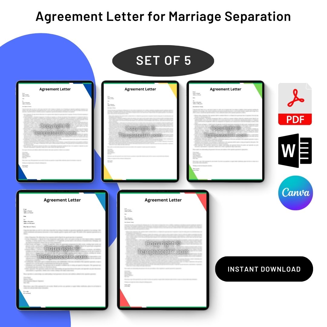Agreement Letter for Marriage Separation Sample [Word]