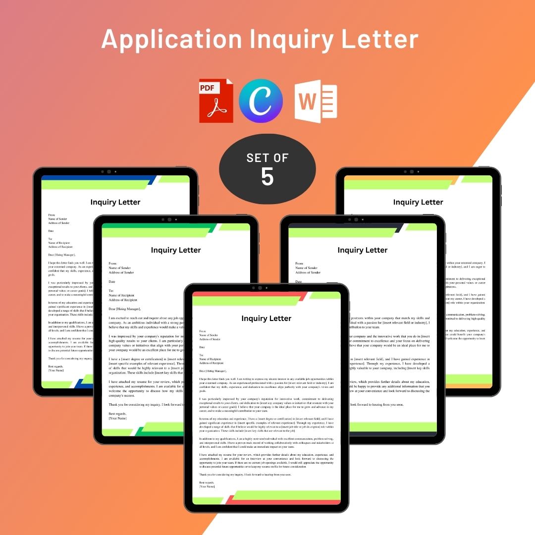 Application Inquiry Letter Sample with Examples [Word]