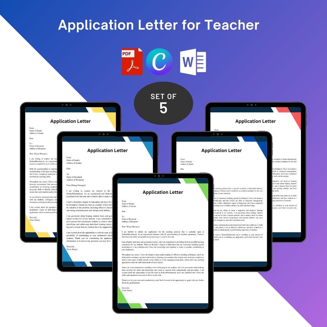 Application Letter for Teacher Sample Template Examples
