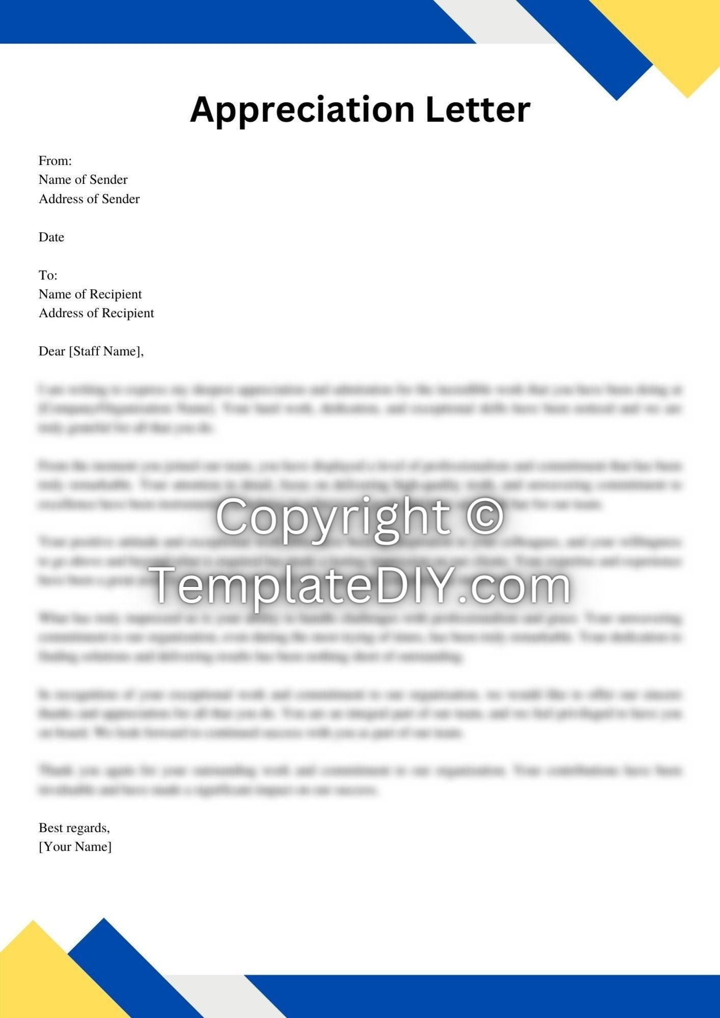 Employee Appreciation Letter For Good Work Appreciation Letter For